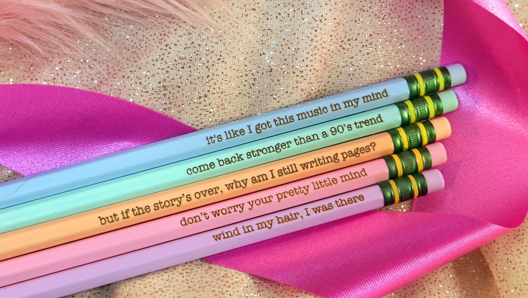 Taylor Swift Engraved Pencils: Eras Tour Lyrics Gift Set - Etsy