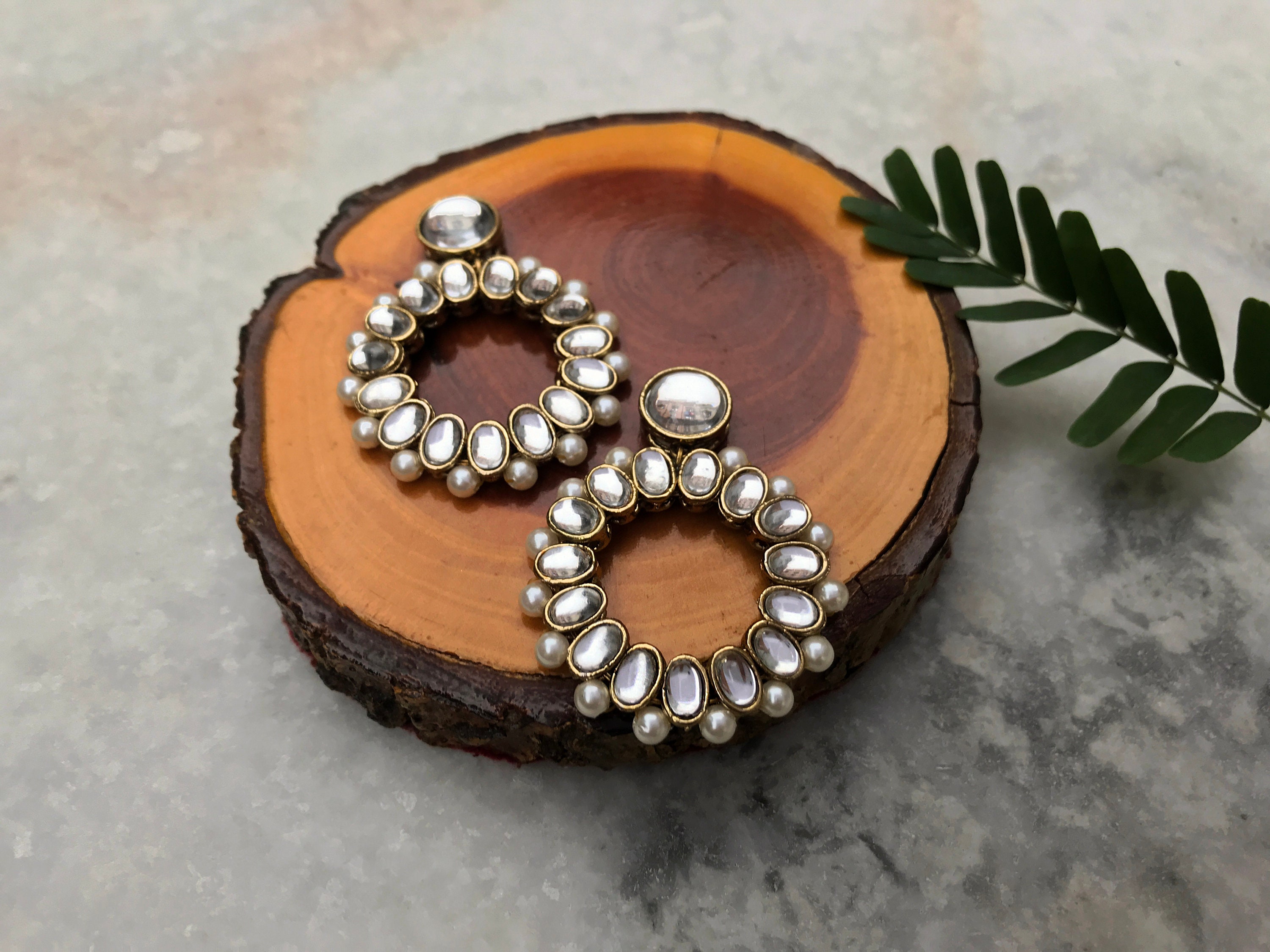 Kundan Earrings Hoop Earrings For Women Handmade Indian | Etsy