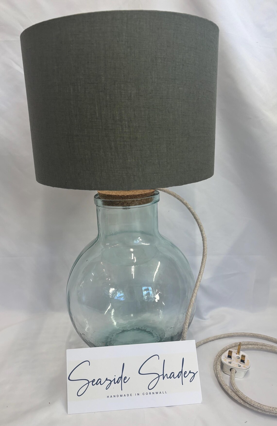 Handmade Recycled Glass Table Lamp – Terrarium Display With Cork Lid - Etsy