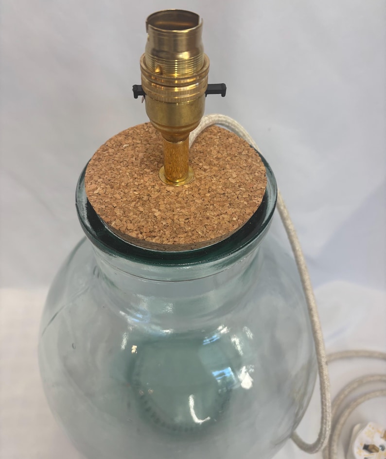 Handmade Recycled Glass Table Lamp – Terrarium Display With Cork Lid - Etsy