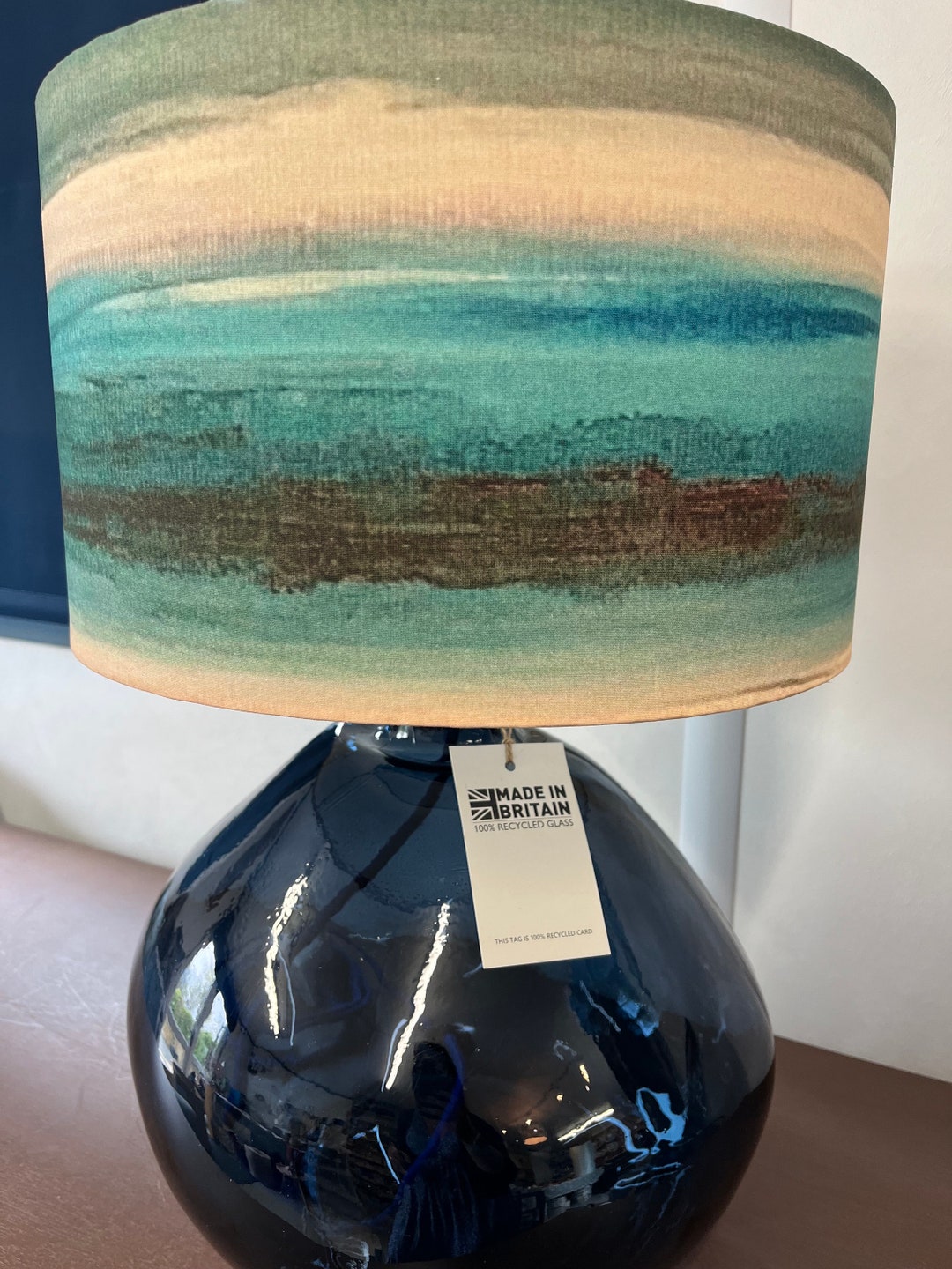 Handmade Nautical Lampshade: Coastal Artist Print, Deep Aqua Sea - Etsy