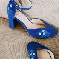 Pale Blue Block Heels, Blue Block Heels, Blue Wedding Shoes, Wedding ...