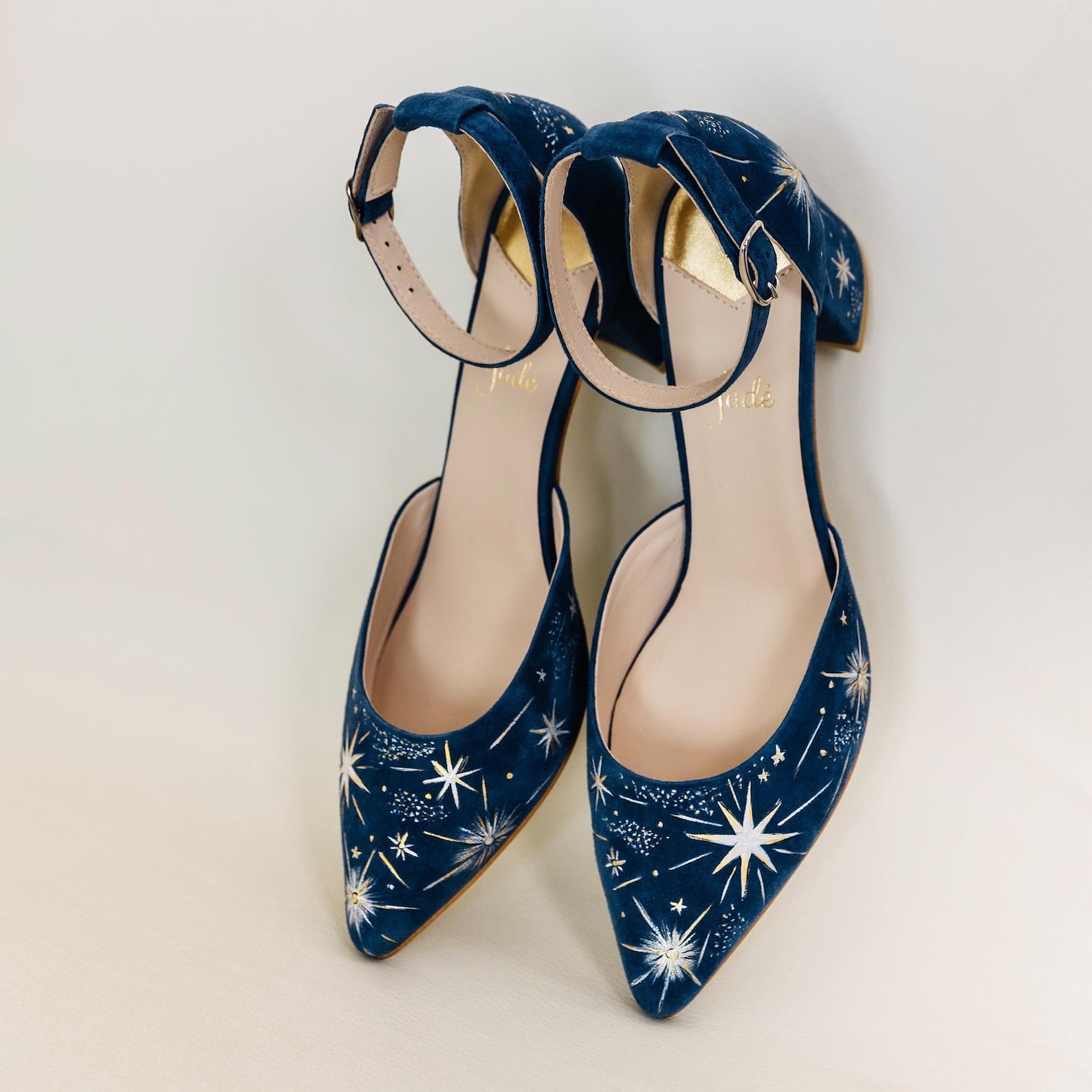 Blue Hand Painted Celestial Bridal Sandals With Stars, Wedding Shoes ...