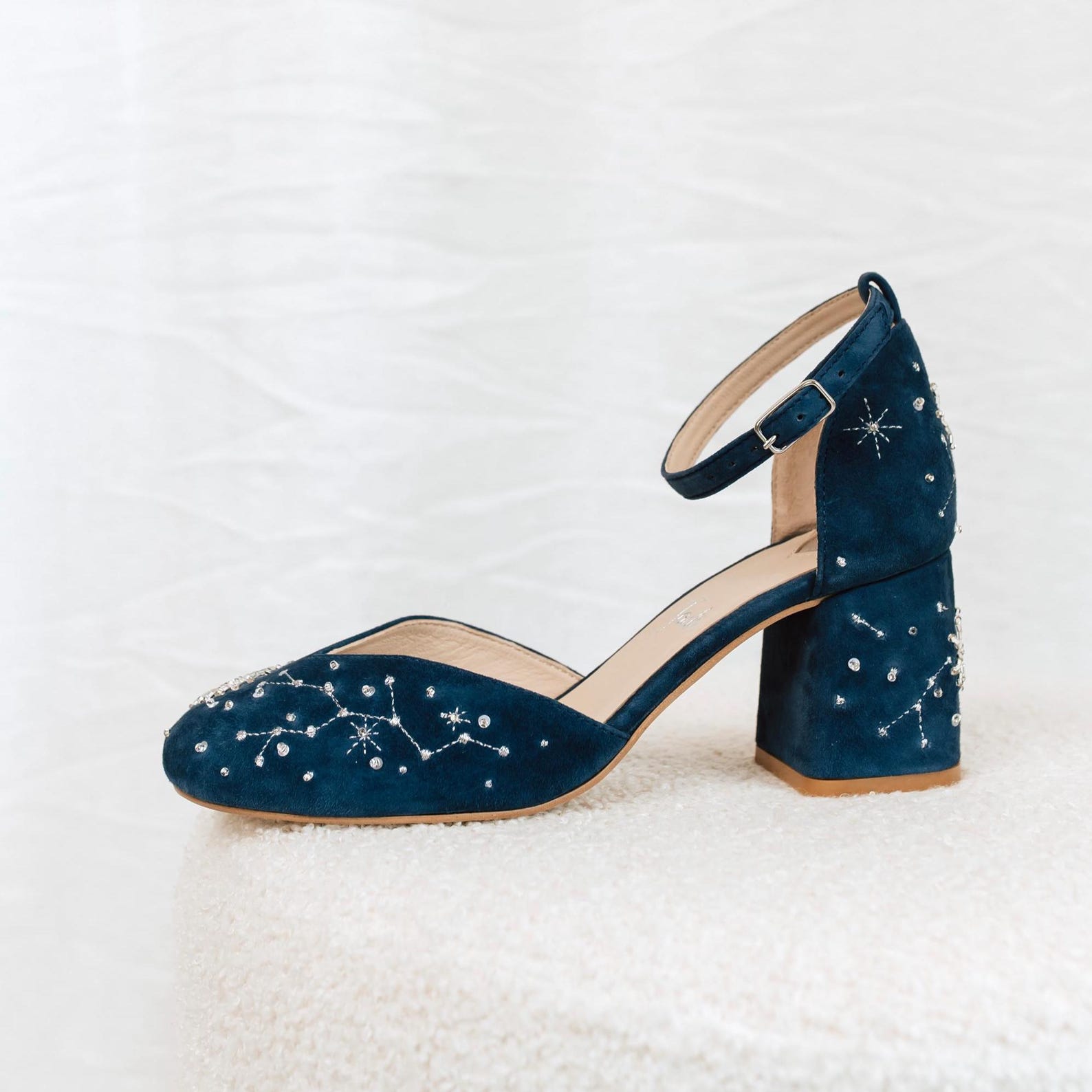 Royal Blue Celestial Bridal Sandals With Stars Embroidery, Wedding ...