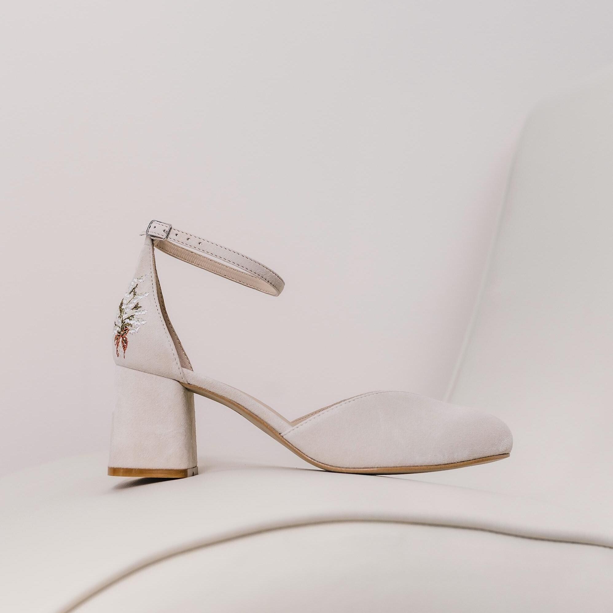 Ivory Bridal Sandals With Lily of the Valley Embroidery, Wide Fit ...
