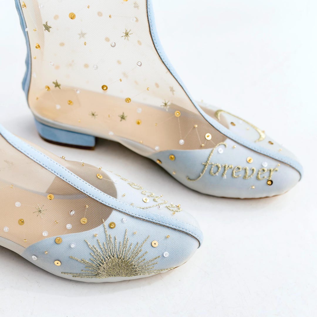 Wedding Ankle Boots With Celestial Embroidery Stars, Sun and Moon ...