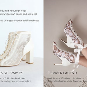 Lace Blue Wedding Shoes With Pointy Heels, Flower Embroidered Boots ...