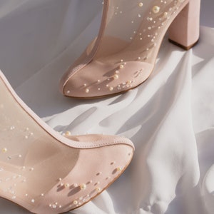 Pink Wedding Ankle Booties with Beautiful Embroidery, Beaded Pearl ...