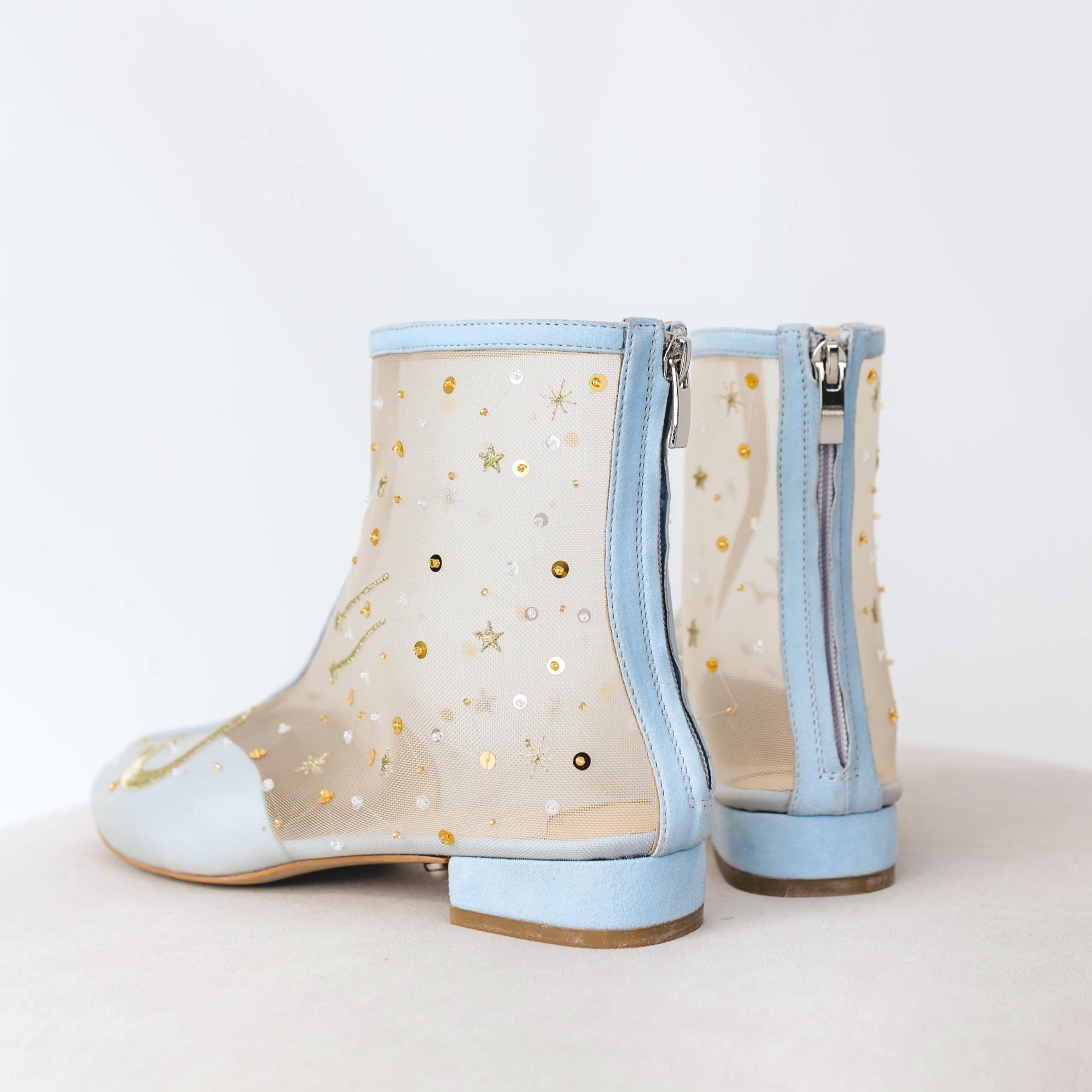 Wedding Ankle Boots With Celestial Embroidery Stars, Sun and Moon ...