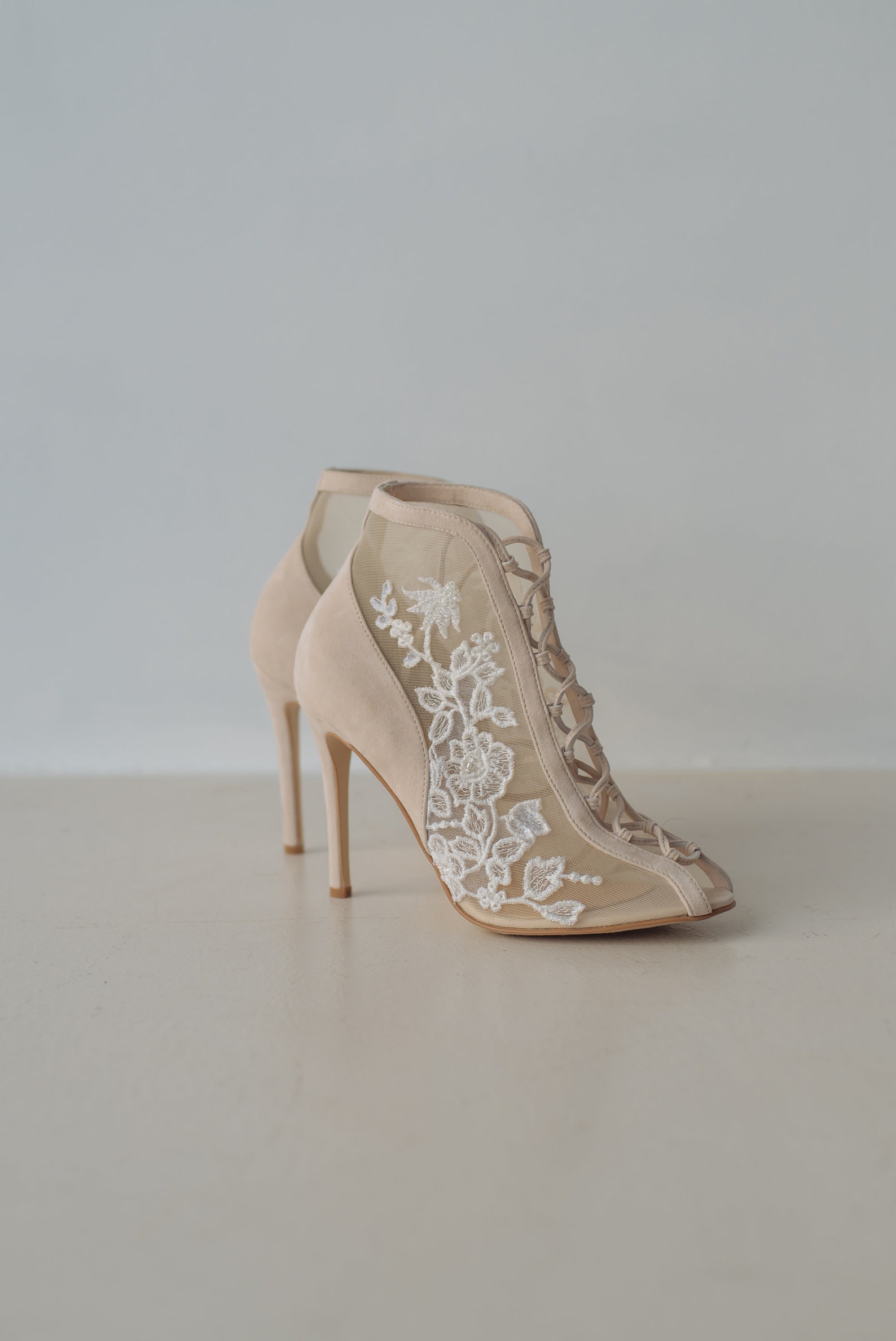 Ivory Lace Wedding Shoes With High Stiletto Heels Floral - Etsy