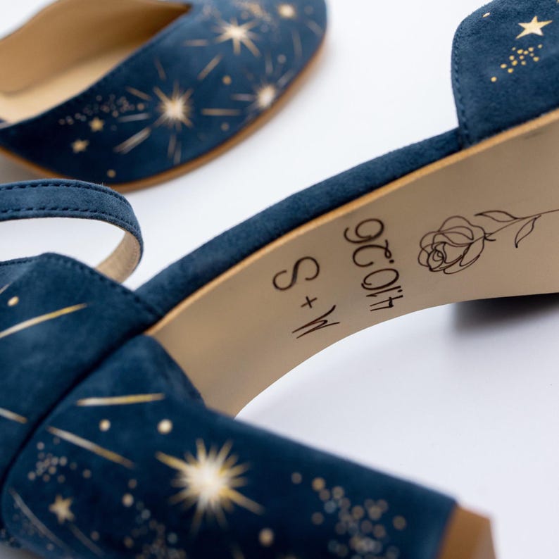 Custom Painted Wedding Shoes With Celestial Design, Bridal Heels With ...