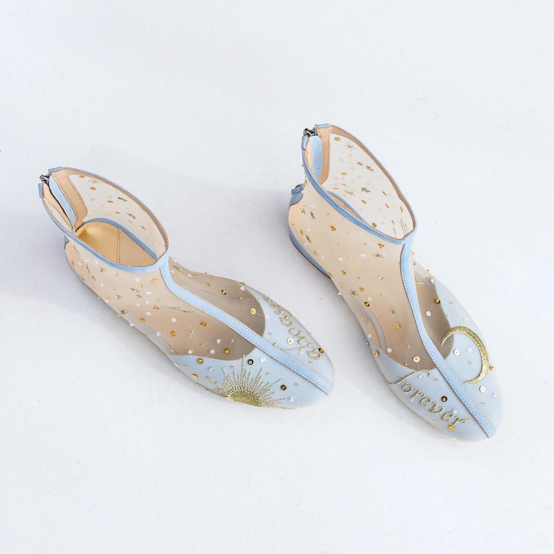 Wedding Ankle Boots With Celestial Embroidery Stars, Sun and Moon ...