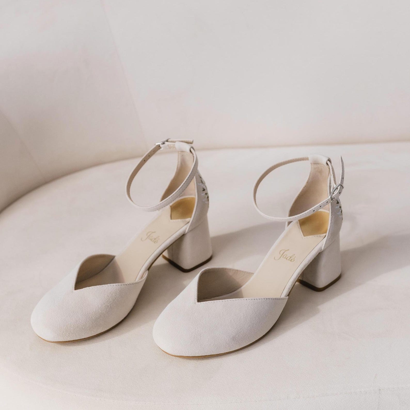 Ivory Bridal Sandals With Lily of the Valley Embroidery, Wide Fit ...