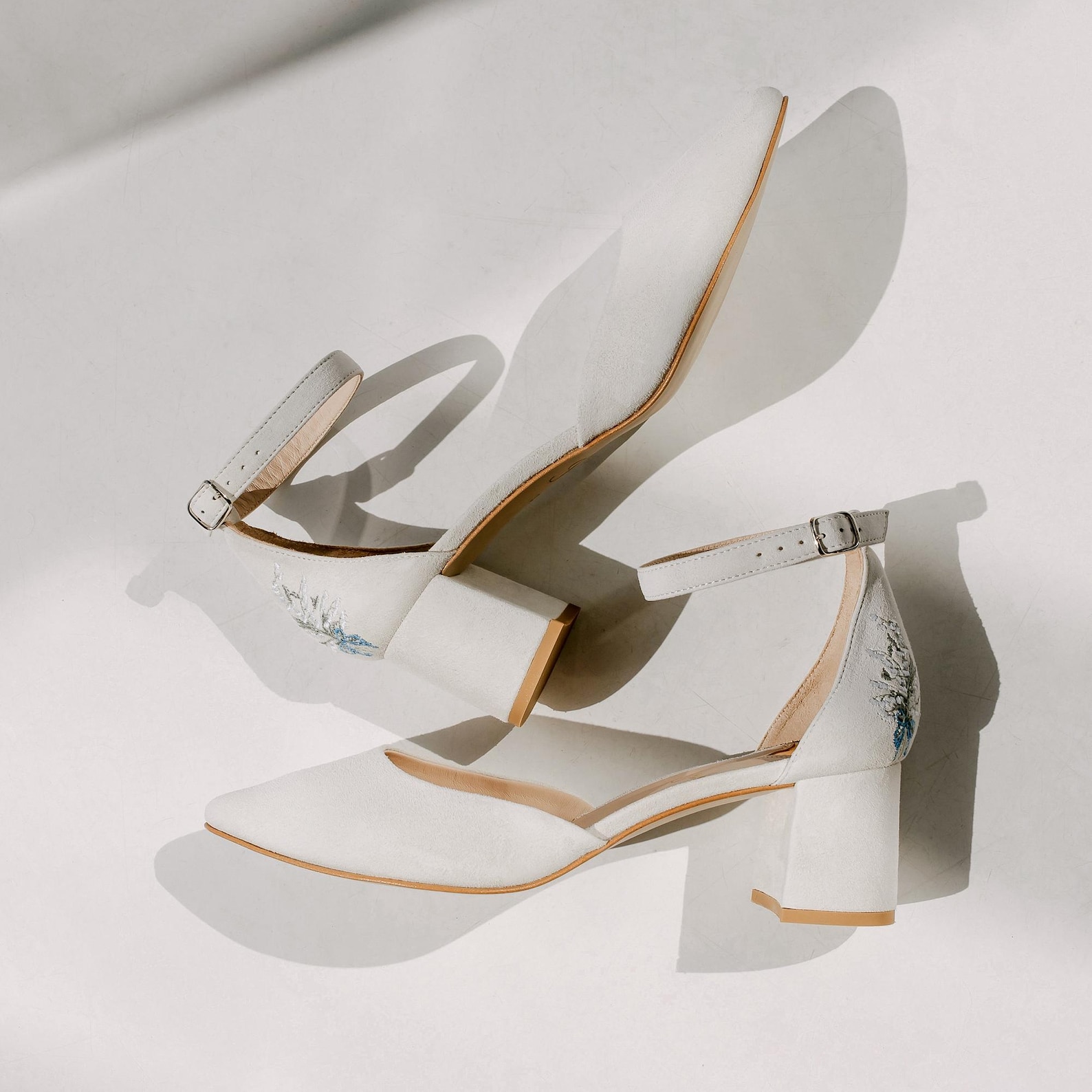 White Bridal Sandals With Lily of the Valley Handmade Embroidery ...