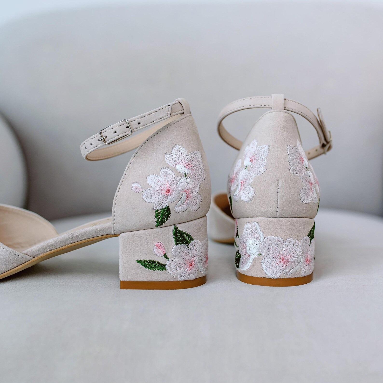 Ivory Bridal Sandals With Sakura Embroidery, Handmade Wedding Shoes ...