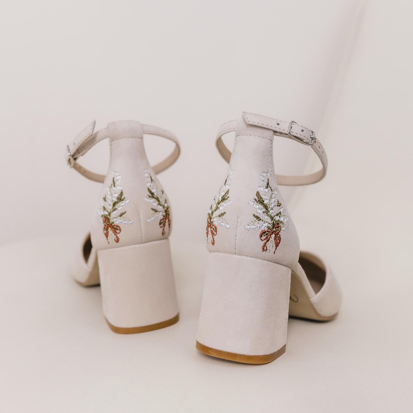 Ivory Bridal Sandals With Lily of the Valley Embroidery, Wide Fit ...