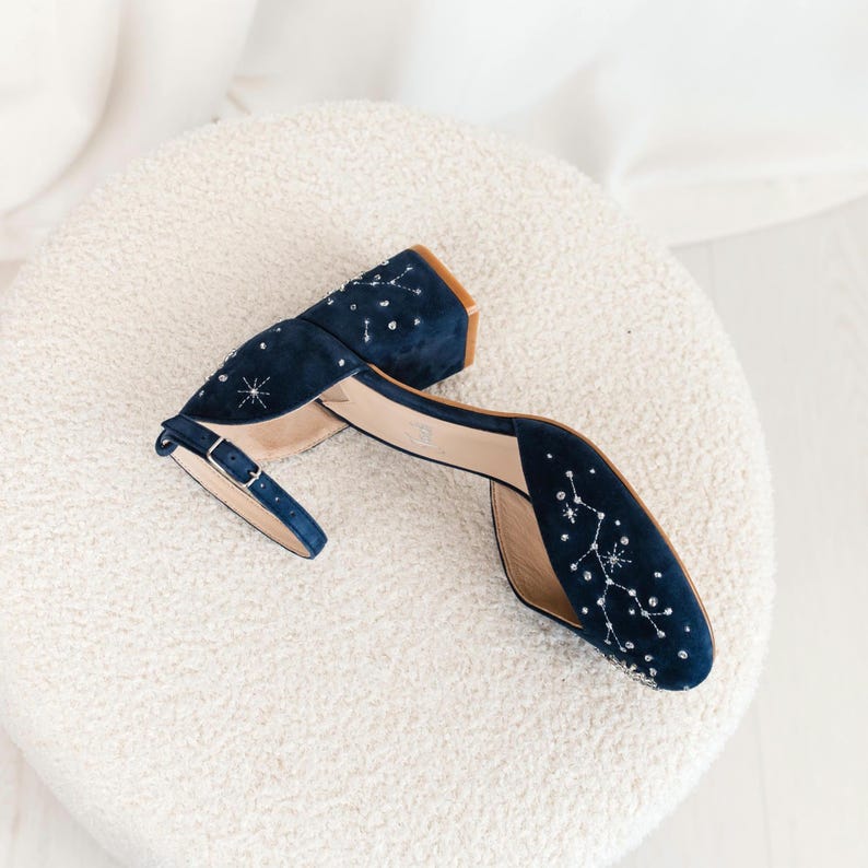 Royal Blue Celestial Bridal Sandals With Stars Embroidery, Wedding ...
