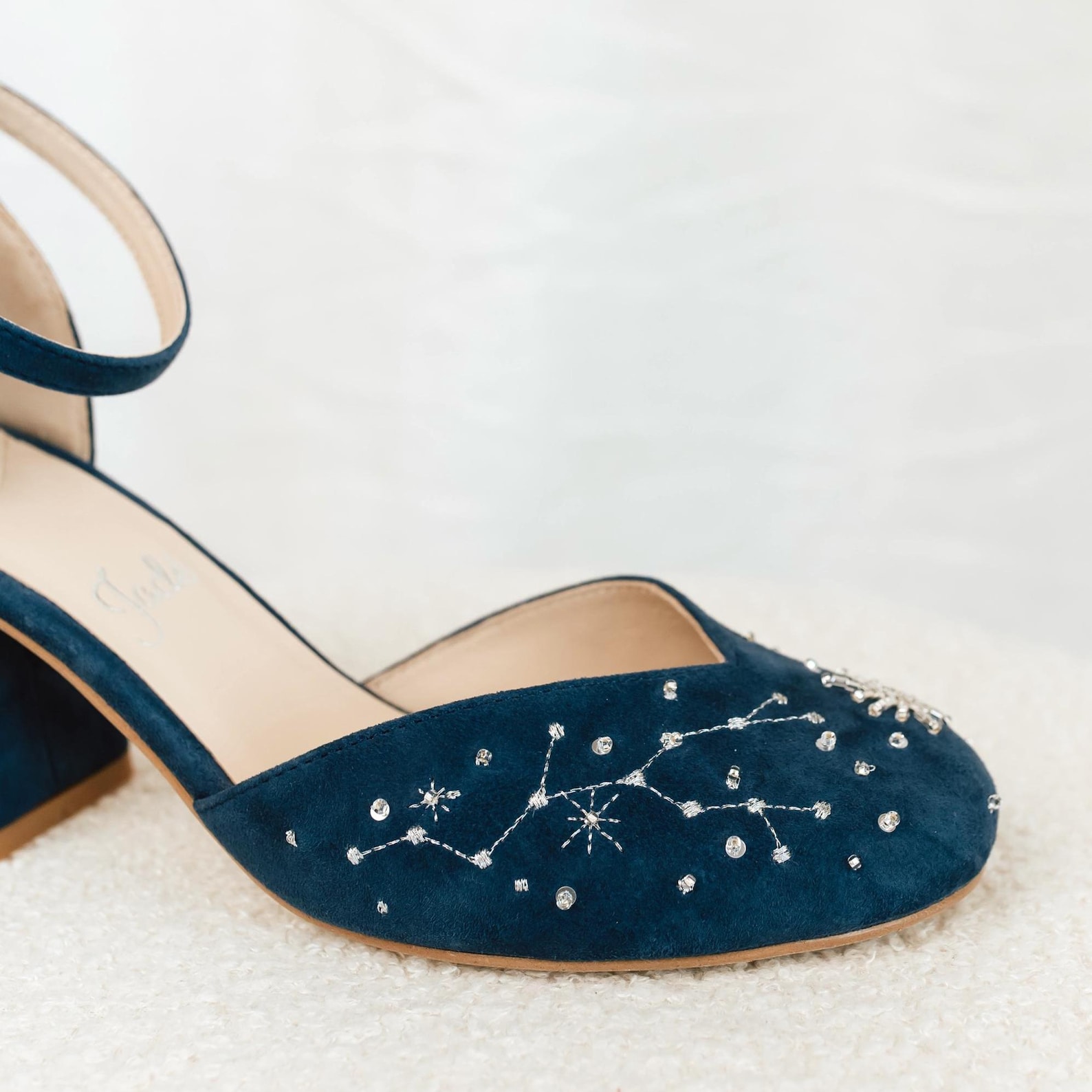 Royal Blue Celestial Bridal Sandals With Stars Embroidery, Wedding ...