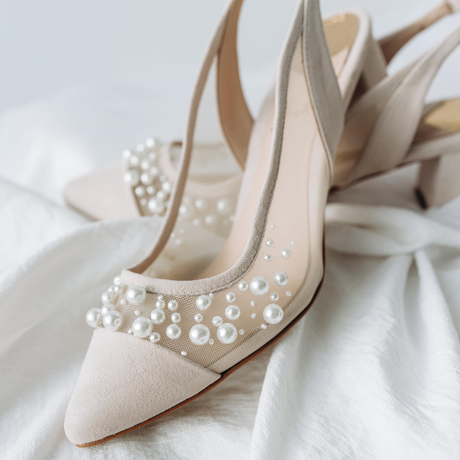 Ivory Wedding Sandals With Low Block Heel and Pointy Toe, Slingback ...