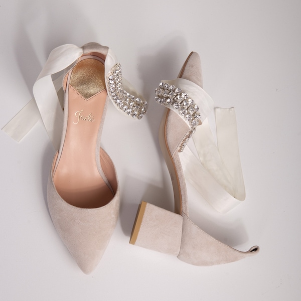 White Low Closed Toe Heels - Etsy