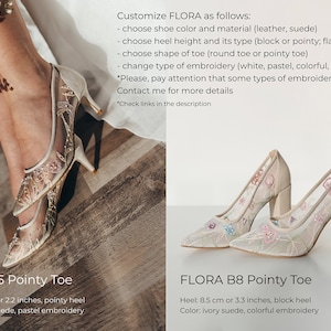 Blue Wedding Pumps With High Pointy Heel and Wildflower Embroidery ...