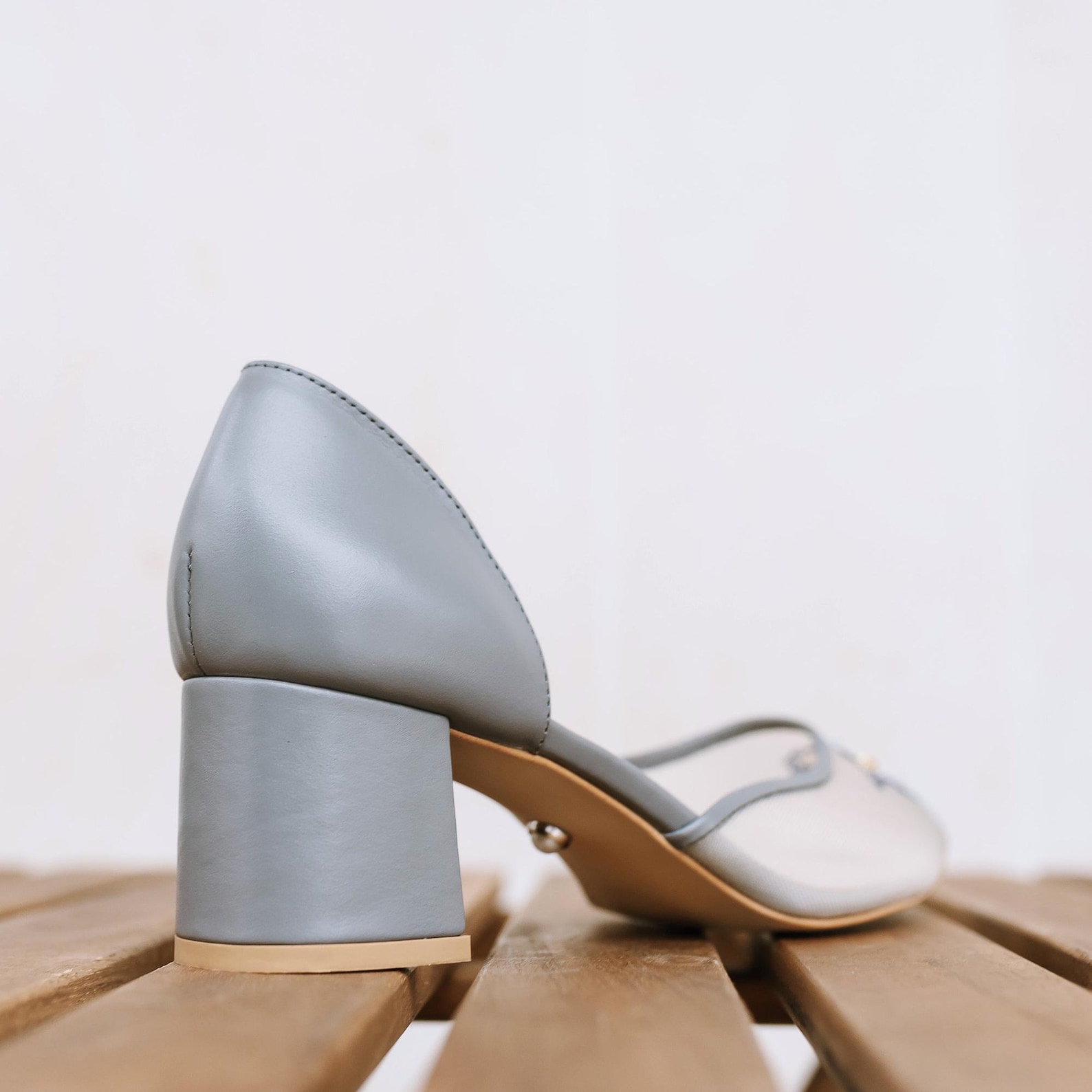 Edelweiss Wedding Shoes With Block Kitten Heel and Pointy Mesh Toe ...