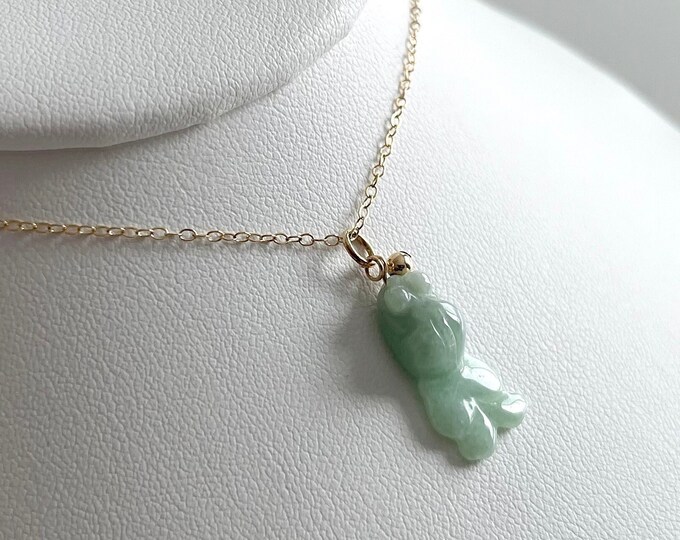 Jade Fish Pendant, Natural Burmese Jadeite Gold Fish Pendant in 14K ...