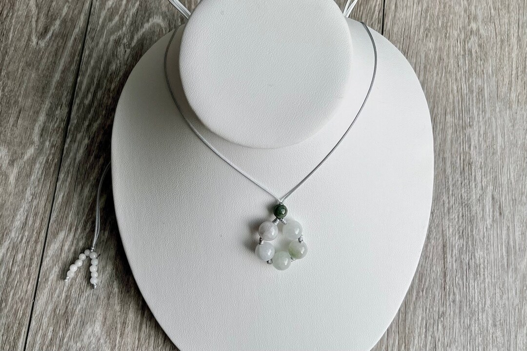 Natural Jadeite Beaded Circle Pendant Necklace, Natural Jade Round ...