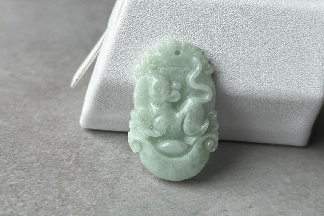 Jade Rat Amulet Necklace • Natural Burmese Type A Translucent Faint ...