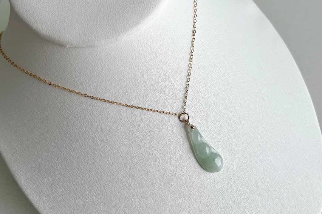 Icy Jade Pea Pod Pendant in 14K Gold Filled, Natural Translucent ...