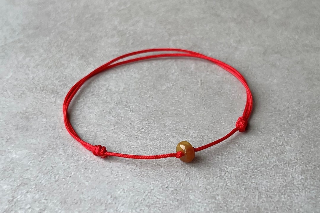 Natural Burmese Jadeite Button Bead String Bracelet, Simple Red Jade ...
