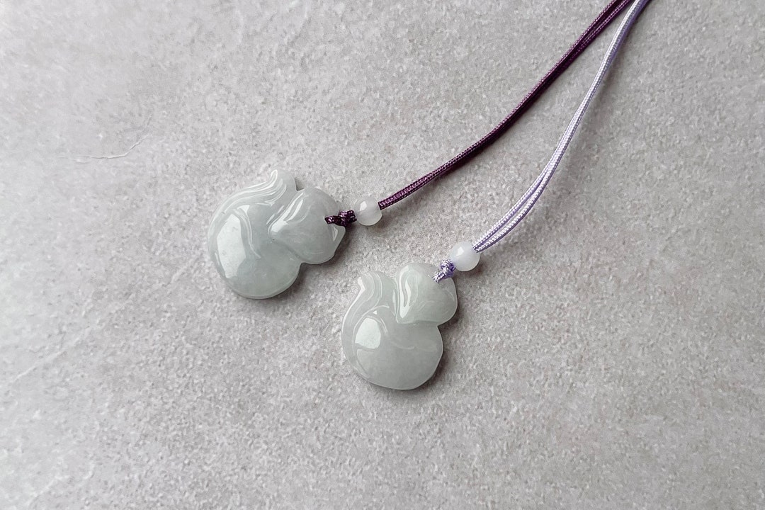 Natural Burmese Jadeite Nine-tailed Fox Pendant Necklace, Lavender Jade ...