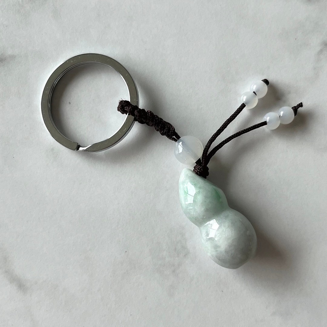 Jade Gourd Keychain, Natural Burmese Jadeite Gourd Bag Charm, Jade ...