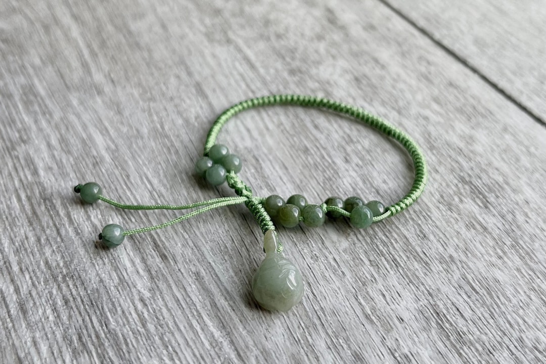 Natural Jadeite Turtle Charm Knotted Bracelet, Natural Burmese Jade ...