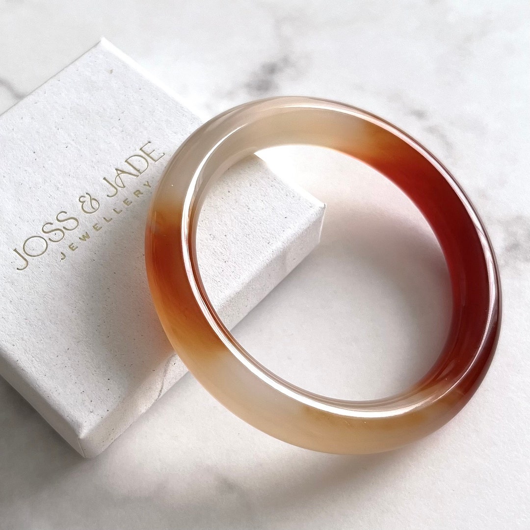 54.28mm Agate Bangle Natural Bicolor White and Red Agate - Etsy