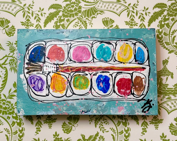 Watercolor Tray Original Painting on Wood Kellyjacksonfineart - Etsy