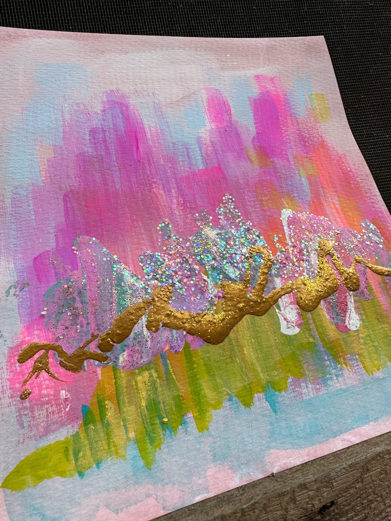 Glisten Original Textured Sparkling Abstract Painting on Paper 8” Ready ...