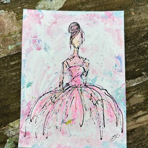 Pink Lady Abstract Figure Mixed Media on Watercolor Paper ...