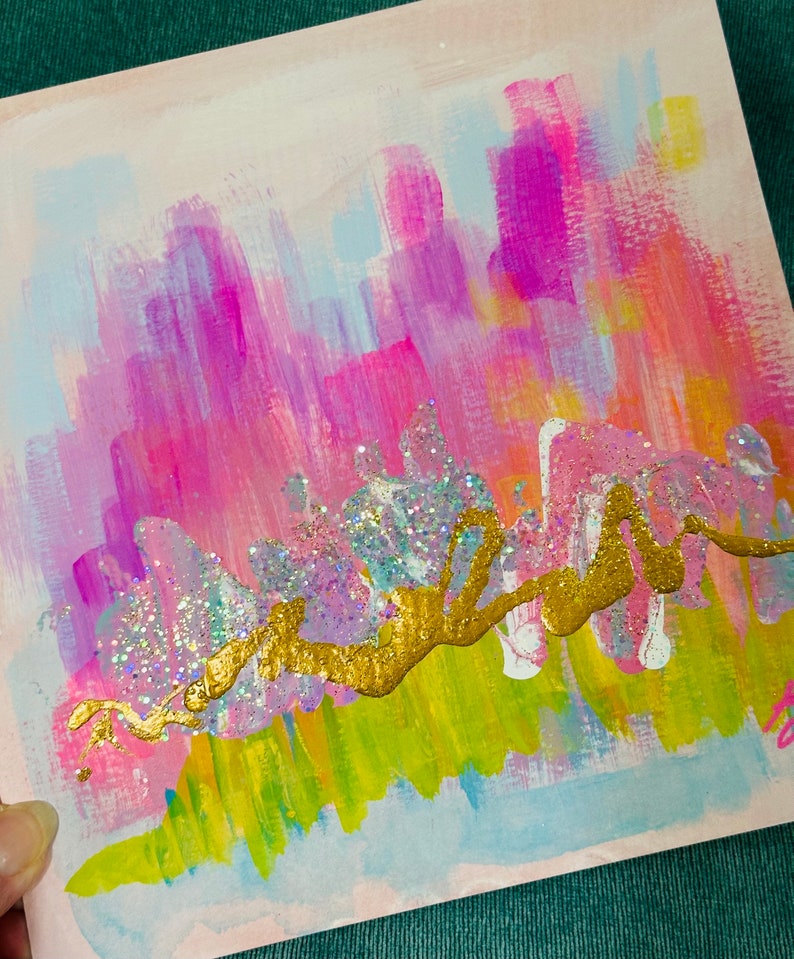 Glisten Original Textured Sparkling Abstract Painting on Paper 8” Ready ...