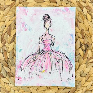 Pink Lady Abstract Figure Mixed Media on Watercolor Paper ...