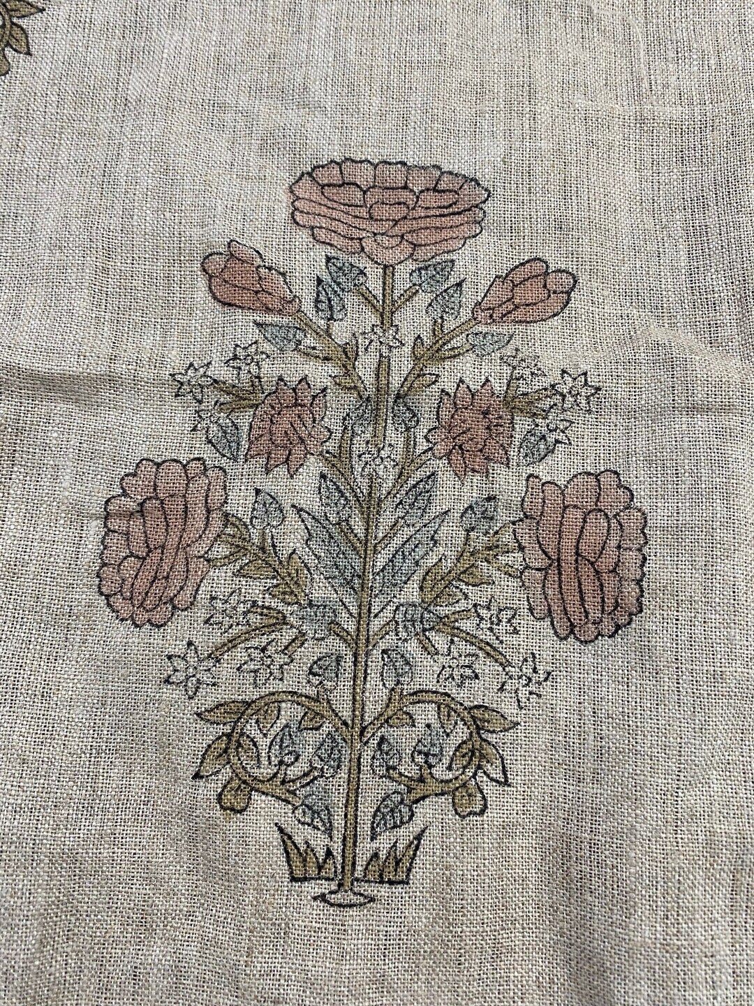 LILLIAN// Hand Block Printed Linen Fabric , Home Decor Best Linen ...