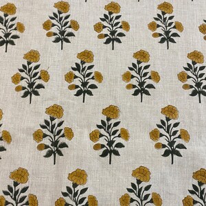 58" Inches Hand Block Printed Linen Fabric , Home Decor Best Linen ...