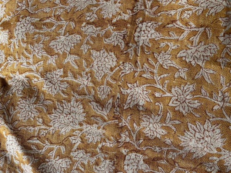 Block Print Handloom Linen Fabric Linen Fabric Flower Blush - Etsy