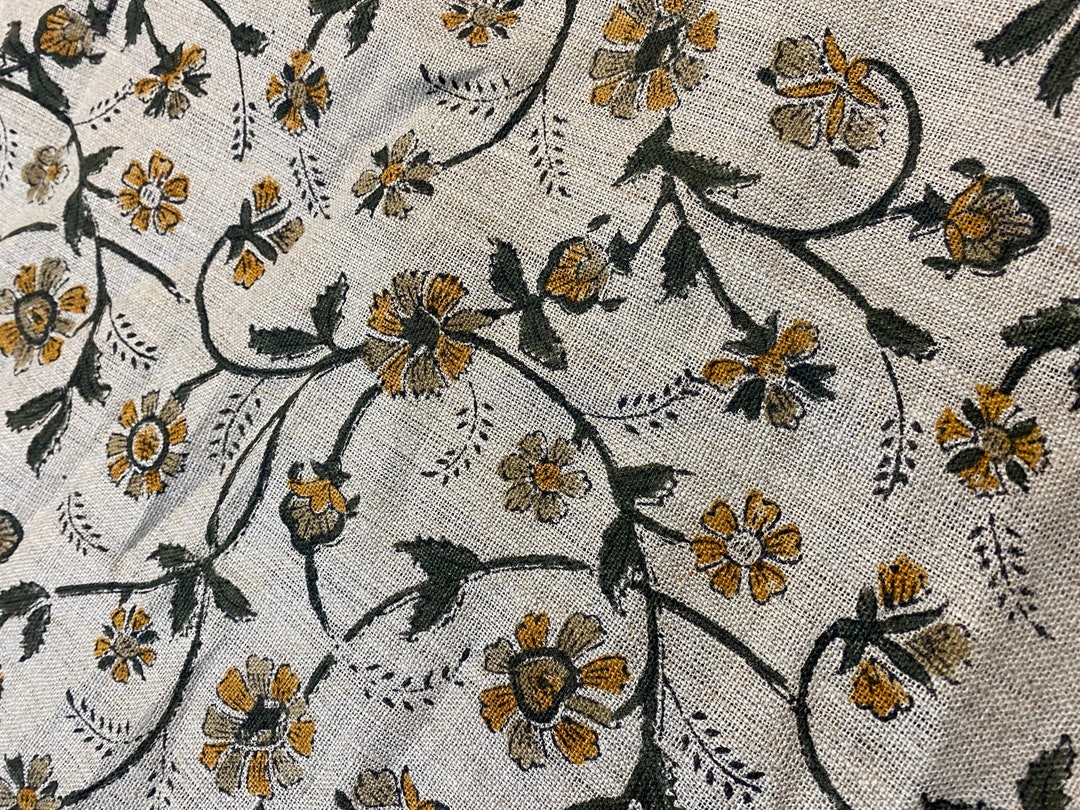 ALANA// Hand Block Printed Linen Fabric , Home Decor Best Linen Fabric ...