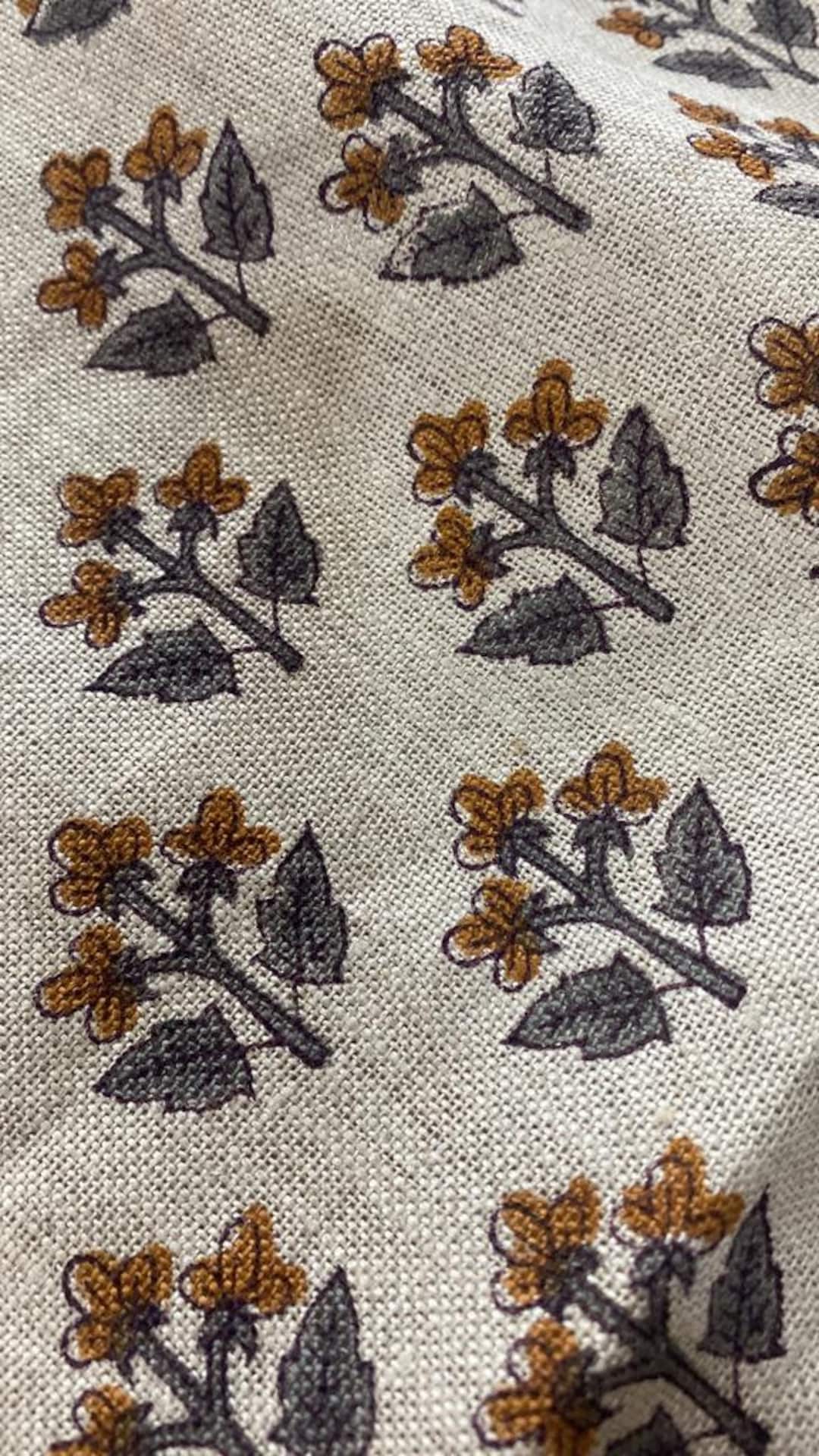 Small Flower Block Print Handloom Linen Fabric ,upholstery Fabric ...