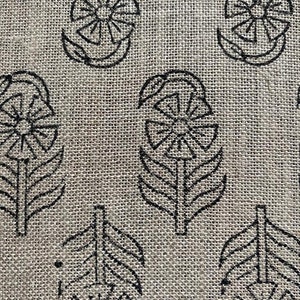 Block Print Fabric, Floral Print Linen, by the Yards, Pillow Cover ...