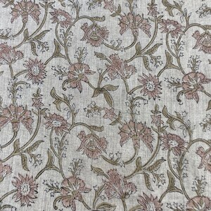 Garden Jal Print // Block Print Floral Linen Fabric, Modern Home Decor ...