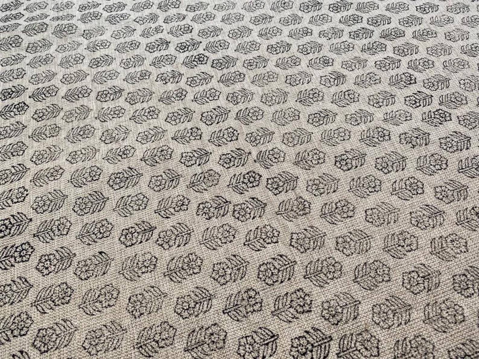 Block Print Handloom Linen Fabric Heavy Linen Fabric Black - Etsy