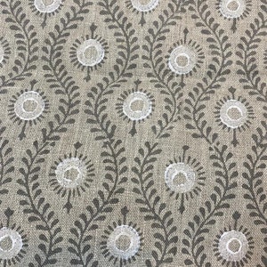 Sahara Motif Handloom Linen Fabric Linen Fabric Flower Gray With White ...