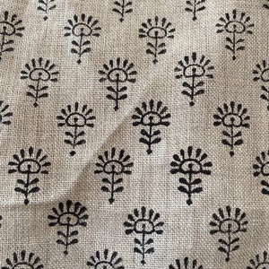 Handloom Linen, Block Print Thick Linen Fabric | Brown Floral Block ...